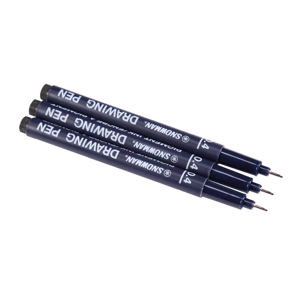 Snowman Drawing, Zentangle & Manga Pens - Black - 0.4 - Pack 3 | Art Lounge