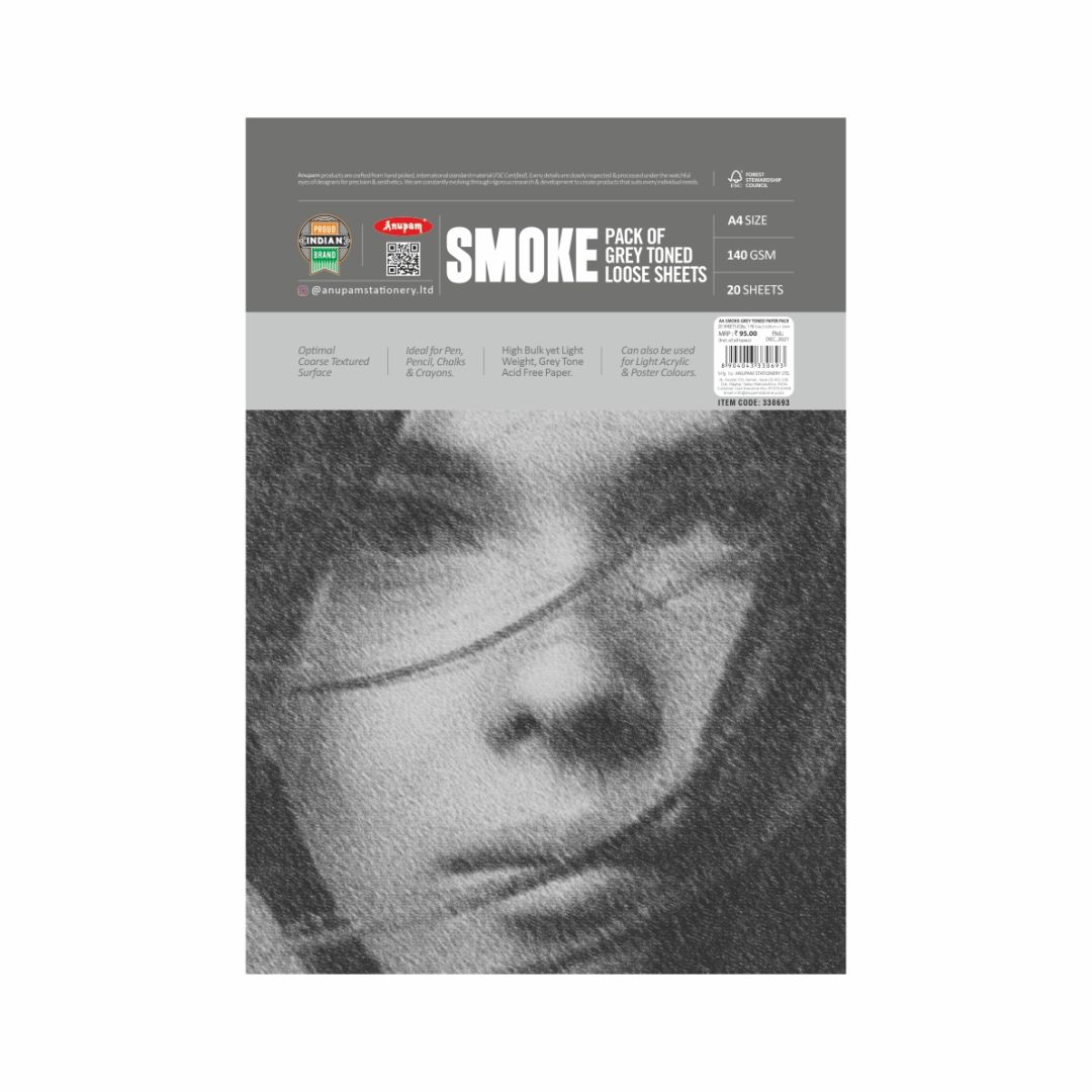 Anupam Cartridge Drawing Paper Smoke Grey Toned A4 140 GSM, Polypack of ...