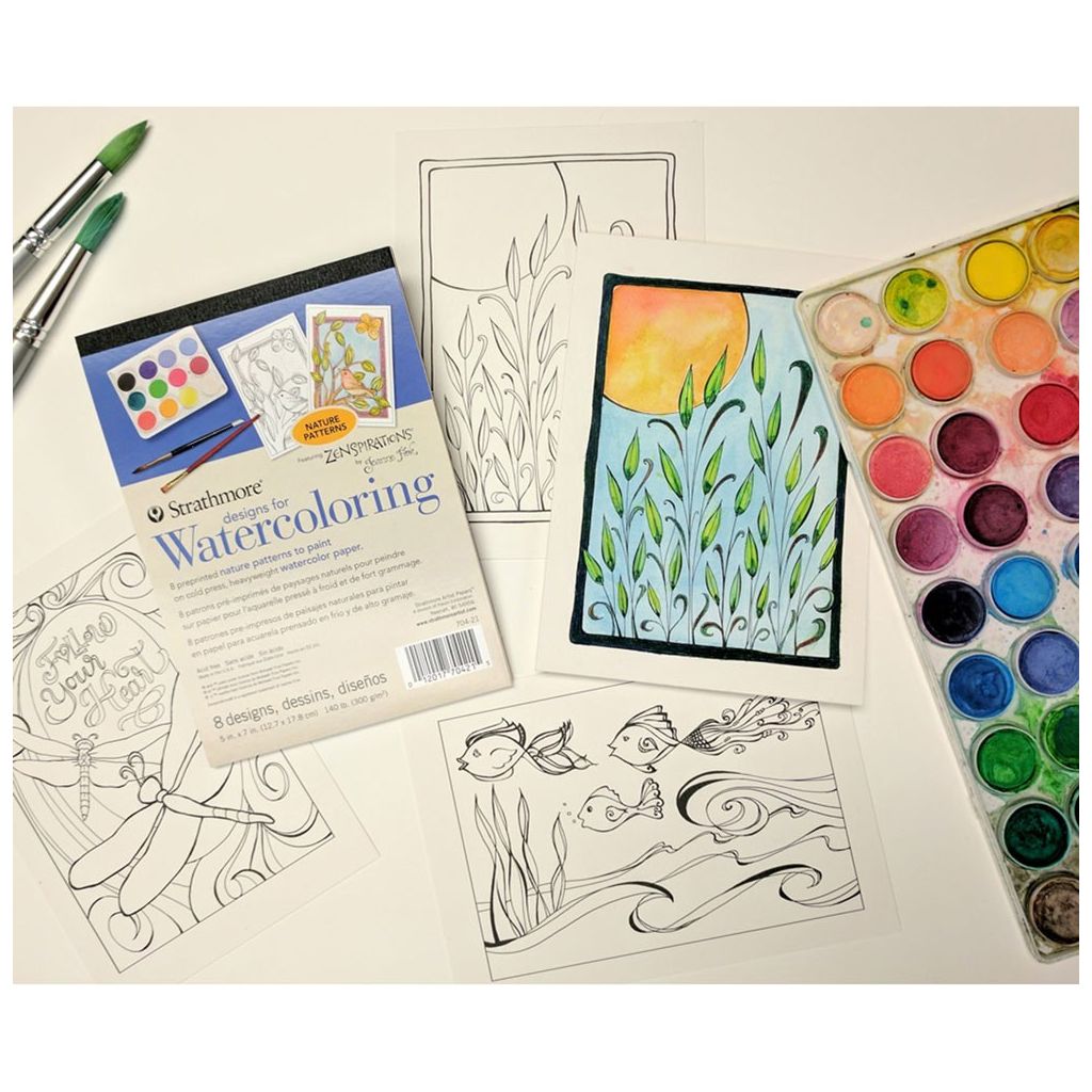 Strathmore Designs For Watercoloring Natural White Fine Grain 300 GSM ...