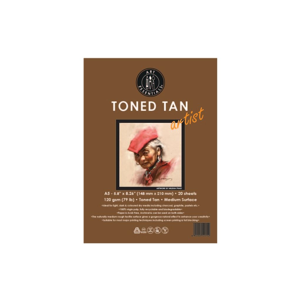 Art Essentials Toned Tan Artist Sketching Paper 120 GSM - A5 - Polypack ...