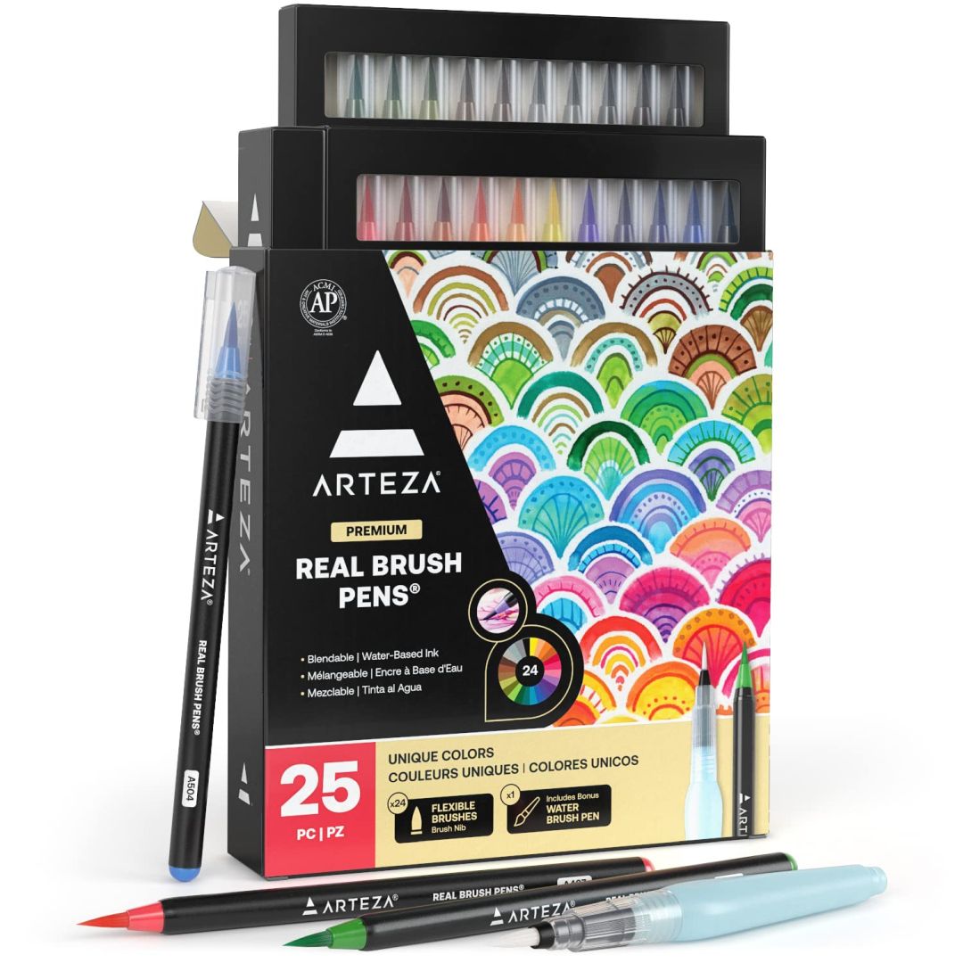 Arteza Premium Real Brush Pens - Water-Based Ink / Blendable