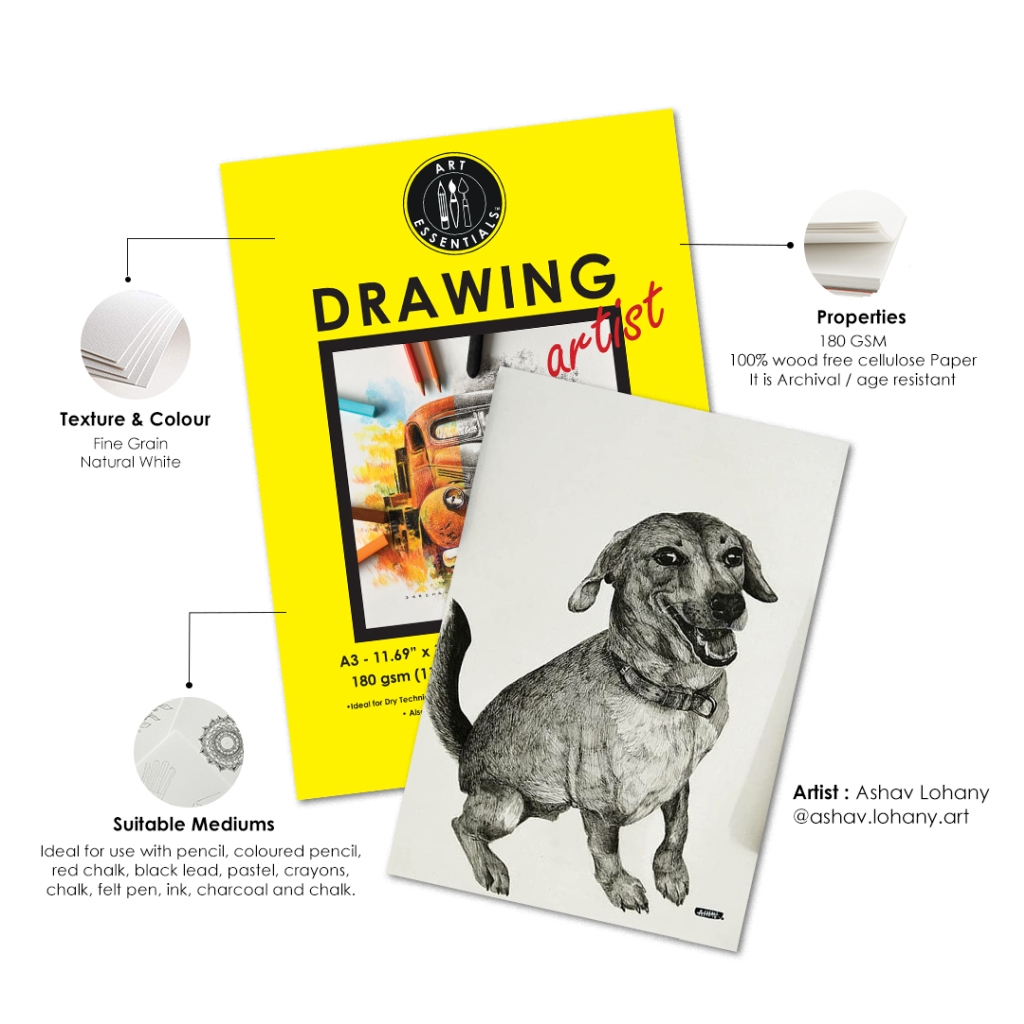 Art Essentials Drawing Artist Natural White CP 180 GSM Paper | Art Lounge